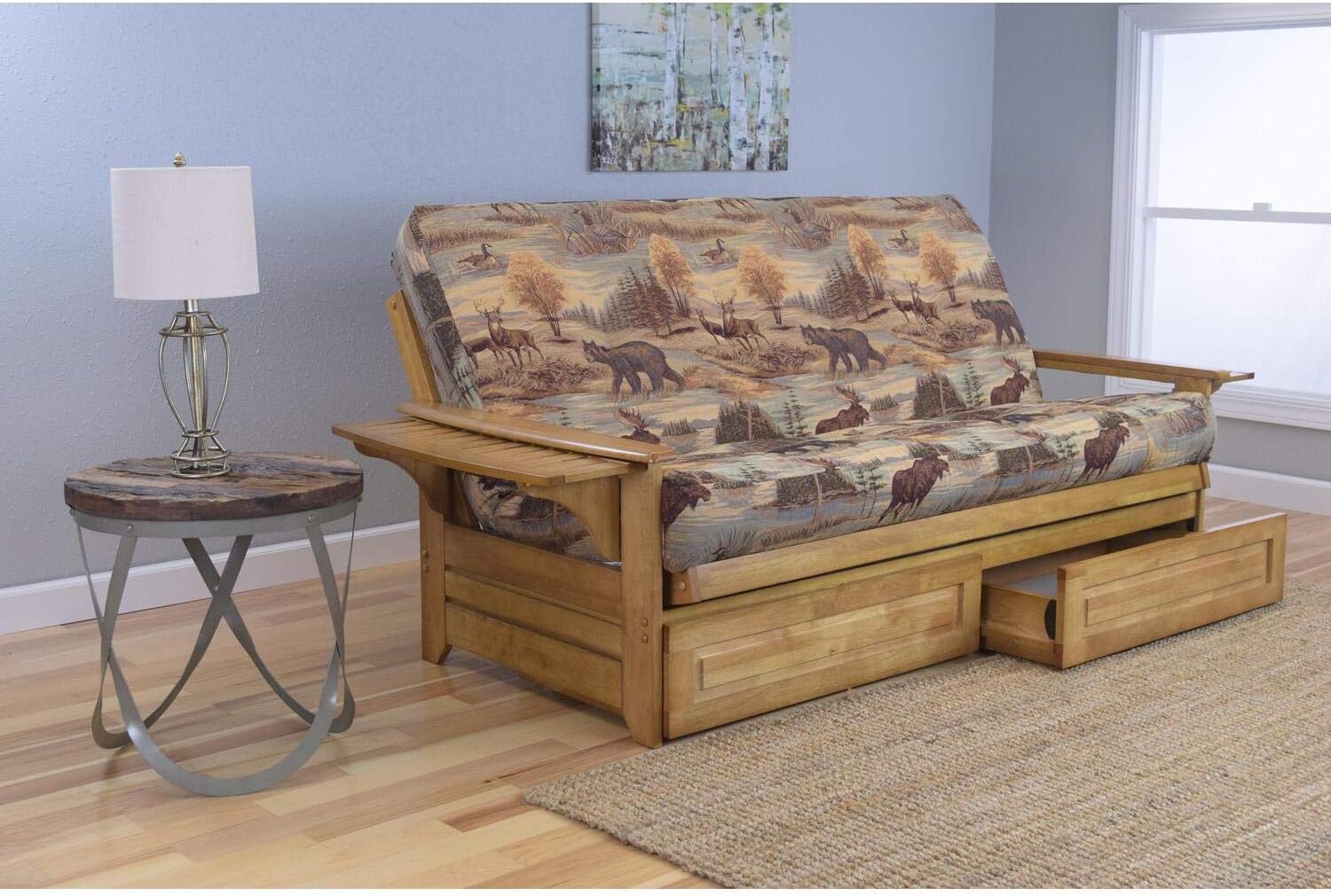 Amazon.com: Kodiak Furniture Cabin Lodge Log Futon Frame, Drawers w/up ...