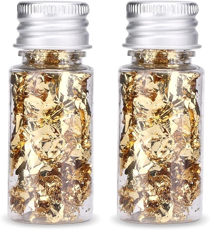 2PCS Inedible Gold Leaf, Inedible Gold Flakes for Painting, Art, Crafts ...