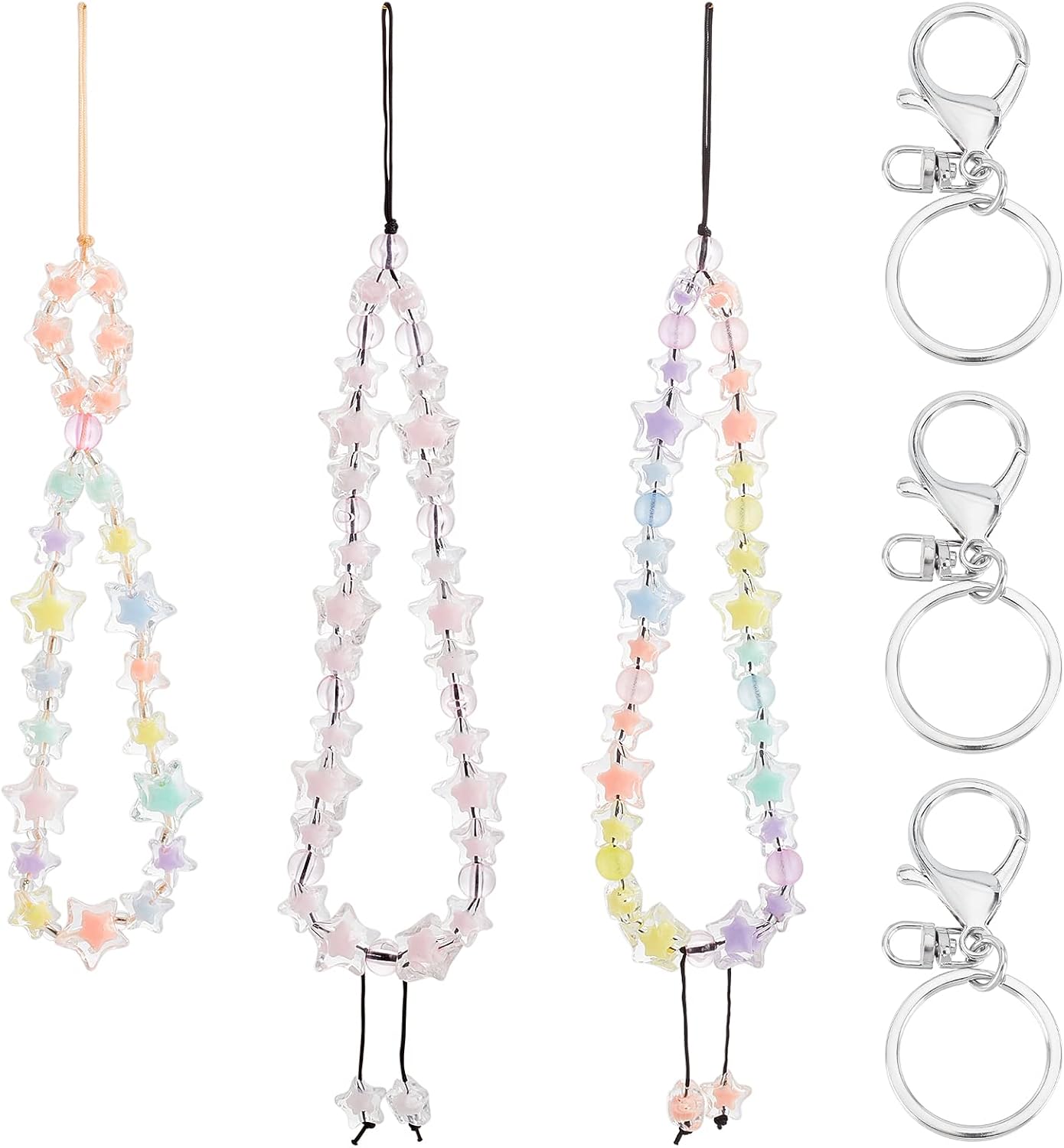 Amazon.com: OLYCRAFT 3 Pcs 3 Style Acrylic Star Beaded Phone Chain with ...