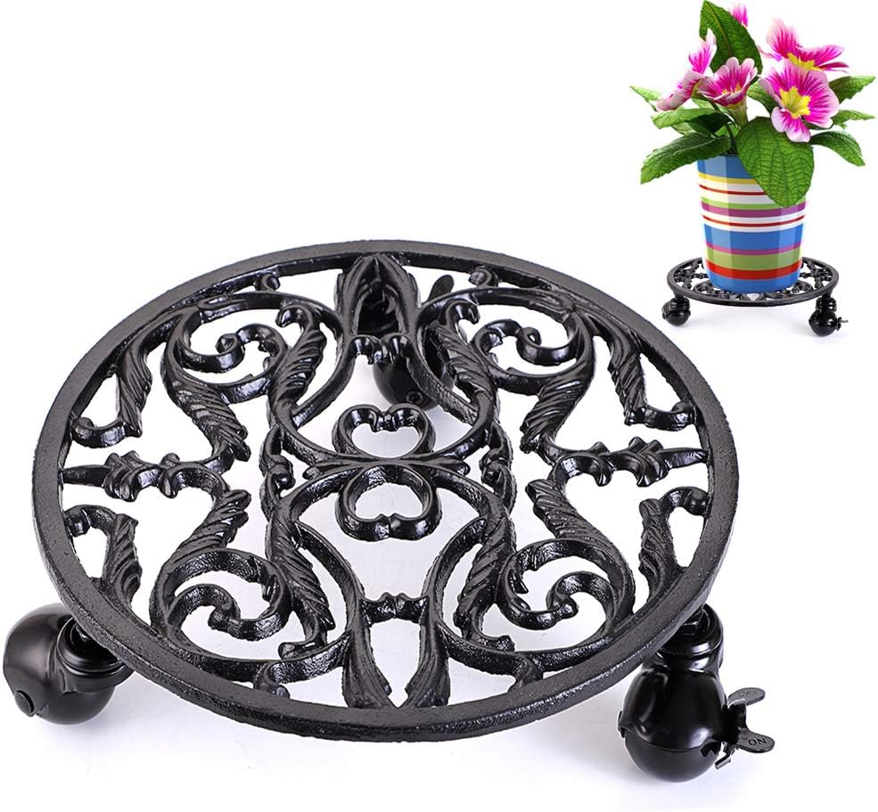 Amazon.com: Skelang Cast Iron Plant Caddy 14.3 Inches, Rolling Plant ...