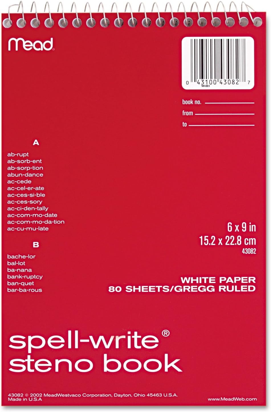 Amazon.com : Universal Steno Pads, Gregg Rule, Red Cover, 80 White 6 X ...