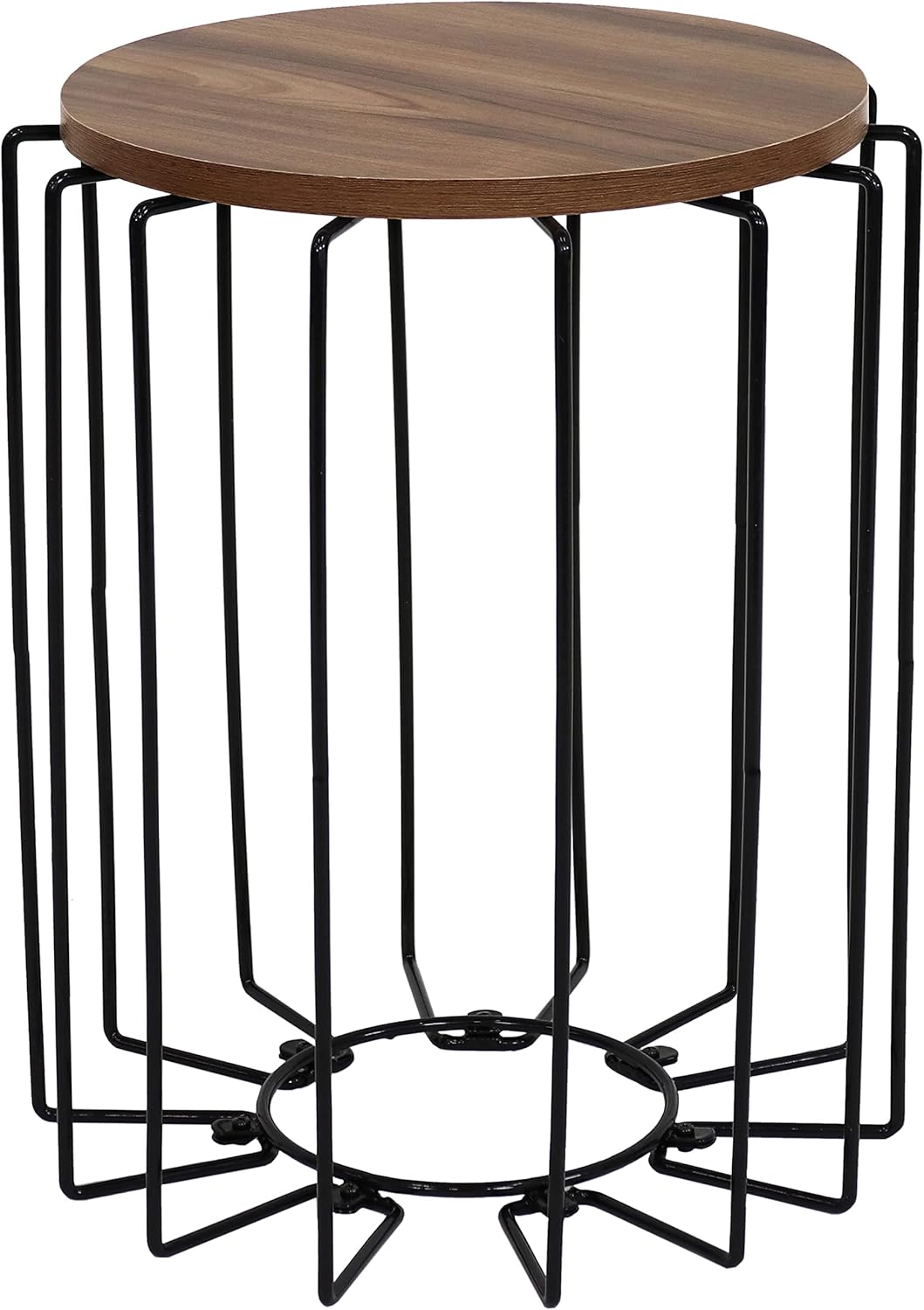 Amazon.com: Sunnydaze 17.75-Inch H Indoor Wire End Table with Faux Woodgrain MDF Tabletop - for ...