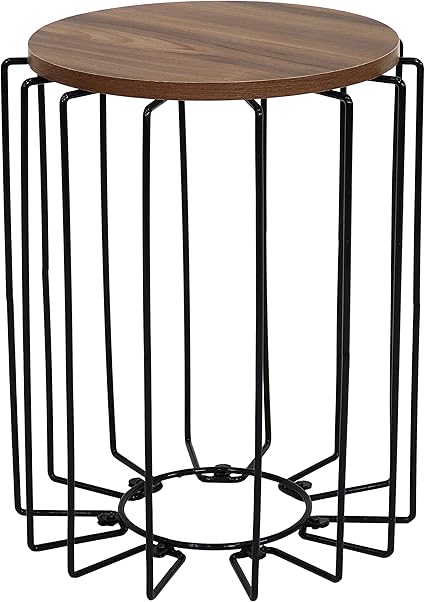 Amazon.com: Sunnydaze Modern Wire End Table with Faux Woodgrain MDF ...