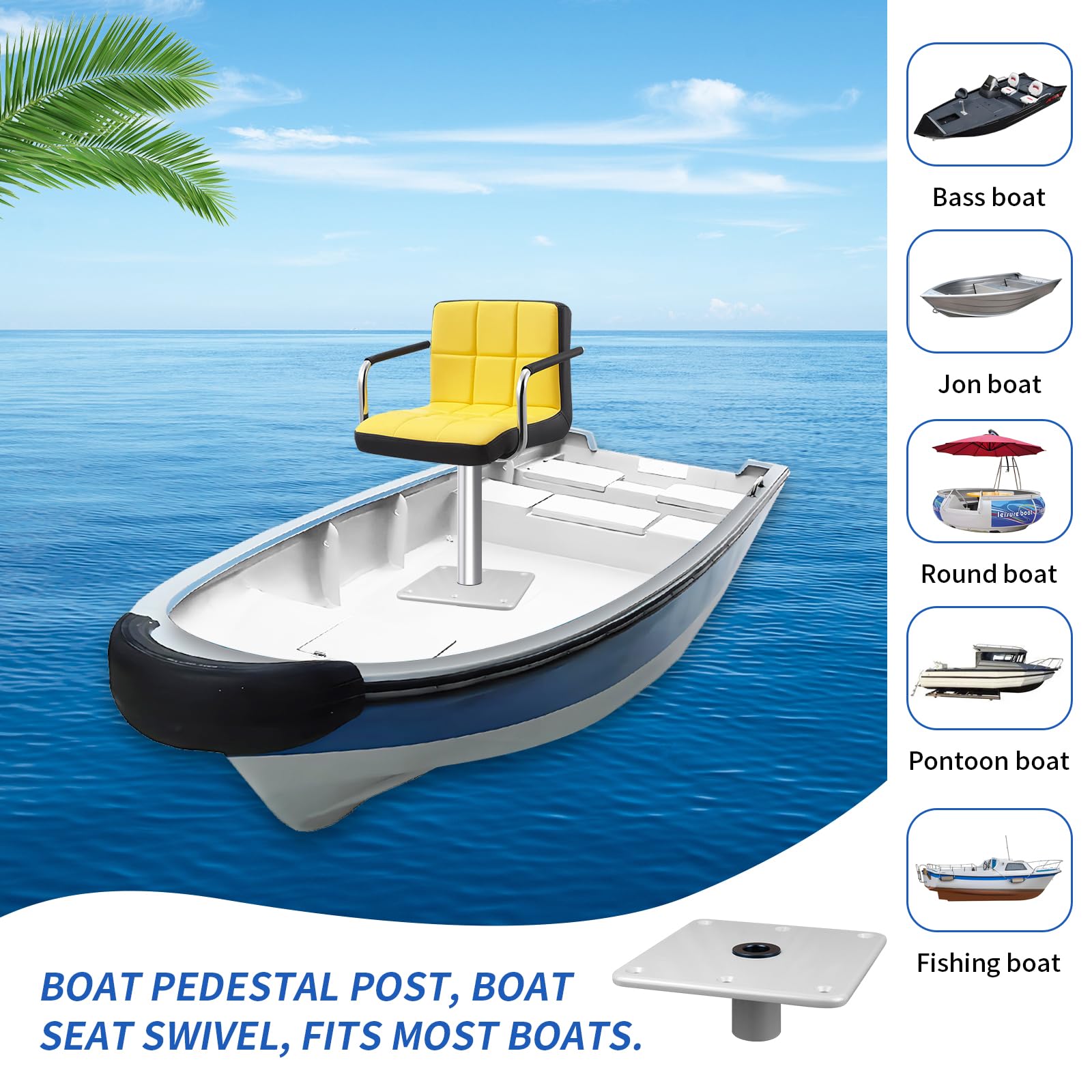 Snapklik.com : Boat Seat Base, 2PC 7" X 7" Aluminum Boat Seat Pedestals ...