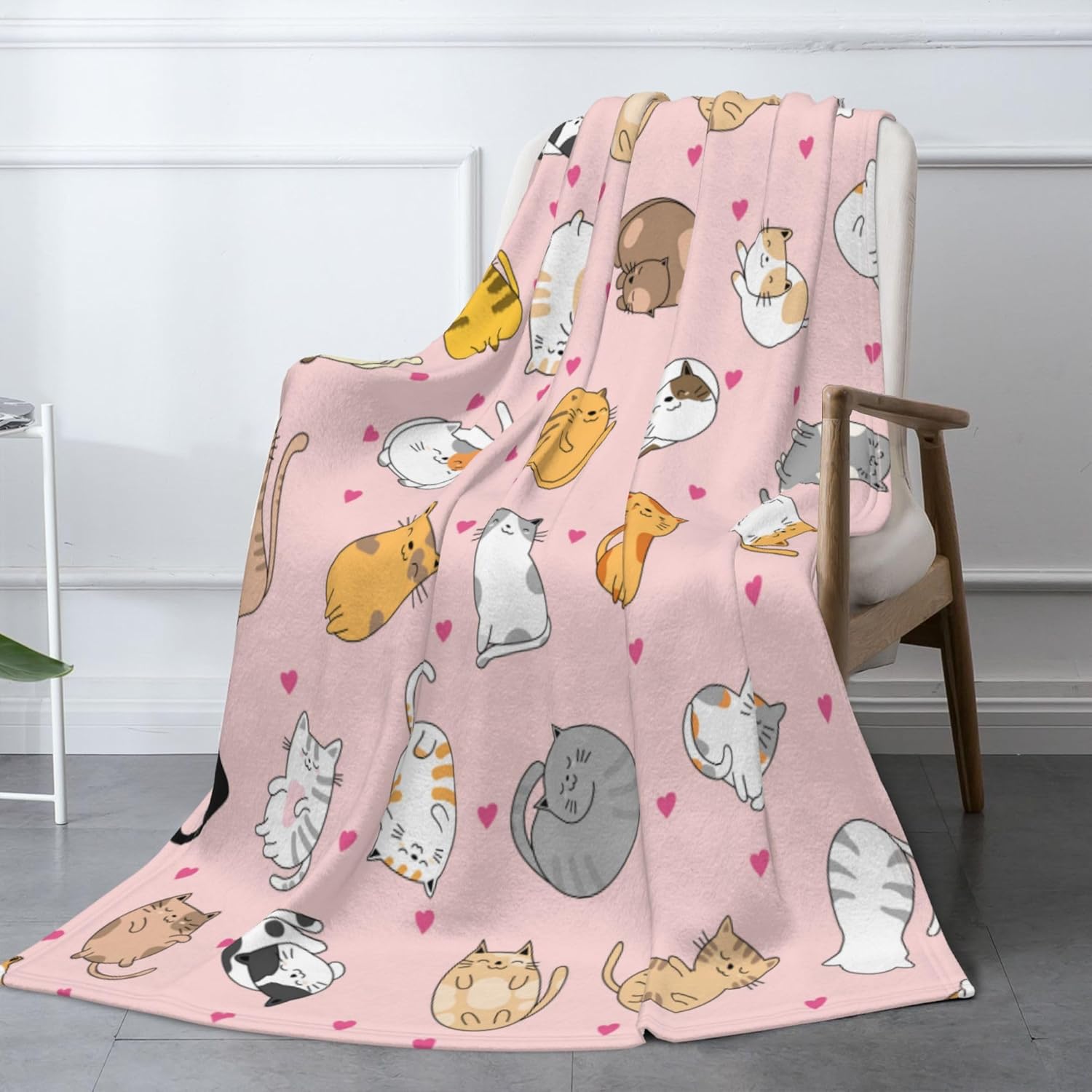 Amazon.com: Cute Cat Throw Blanket Cozy Fluffy Plush Blanket Soft ...