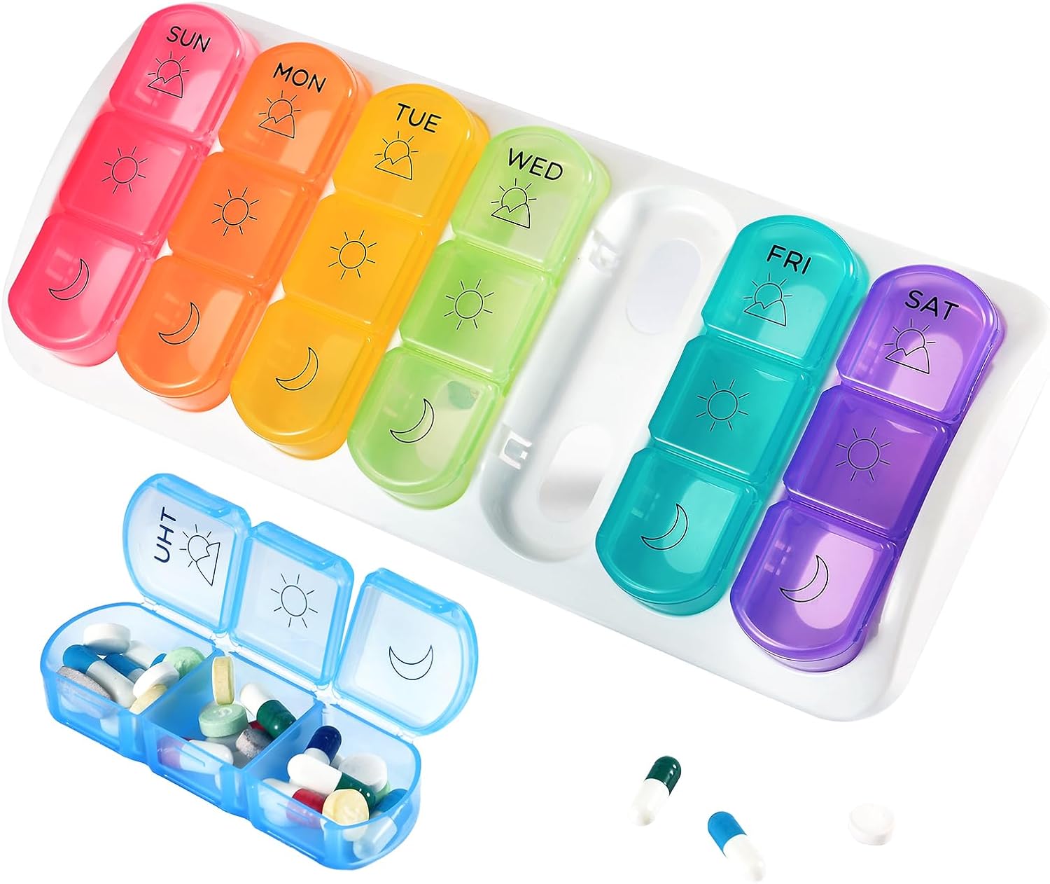 Amazon.com: Pill Organizer 3 Times A Day, Large Pill Box 7 Days, Weekly ...