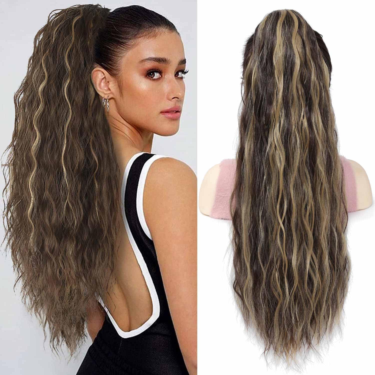 Amazon.com : Ponytail Extension Curly Hair 24inch length Soft Long ...