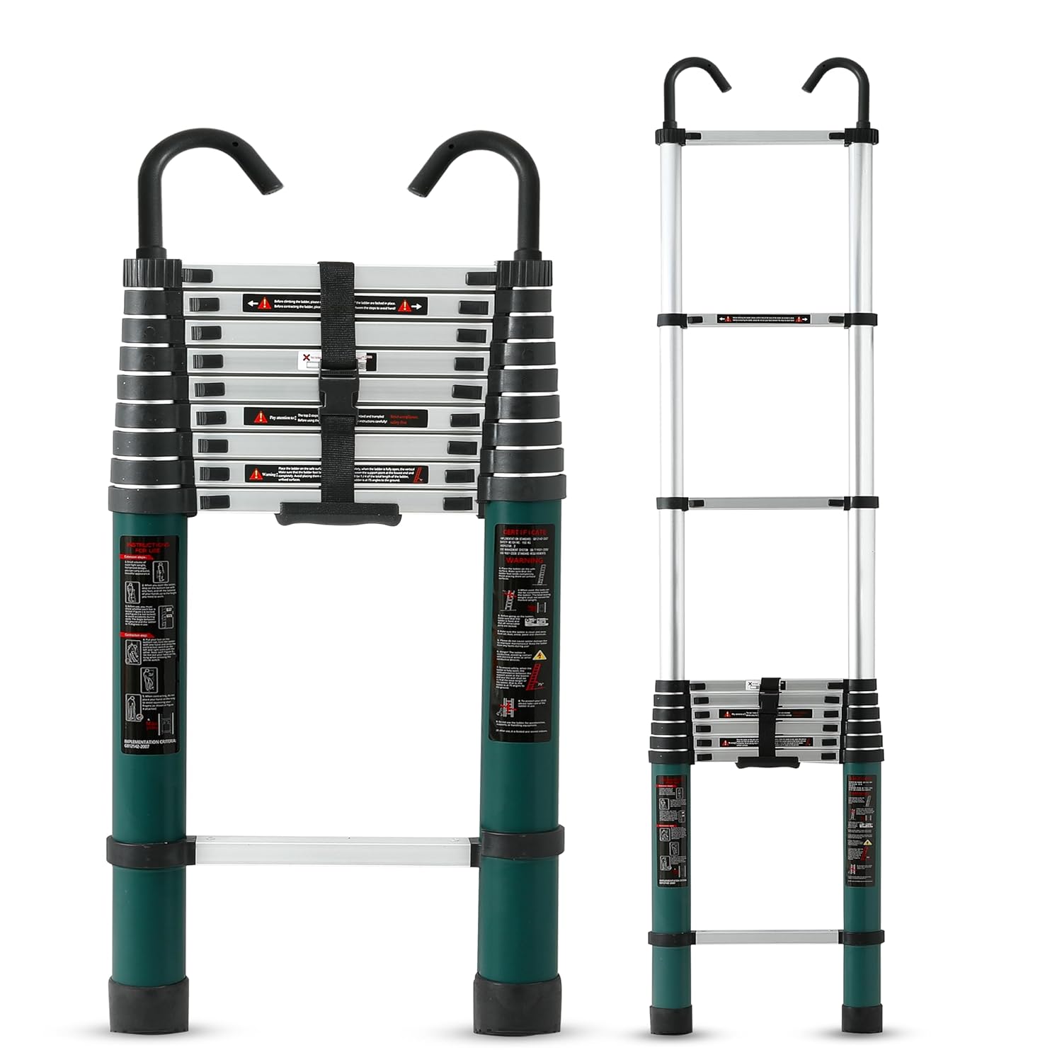 Plantex 3.8m (12.5 ft.) Aluminium Telescopic Ladder/10-Steps Portable ...