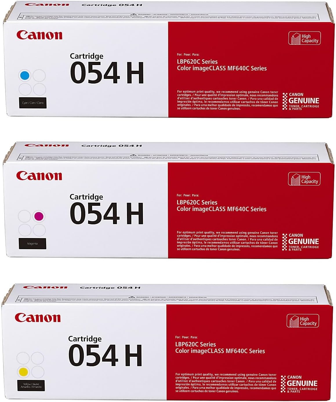 Canon Genuine 054 High Yield CMY Color Toner Cartridge Set : Amazon.ca ...