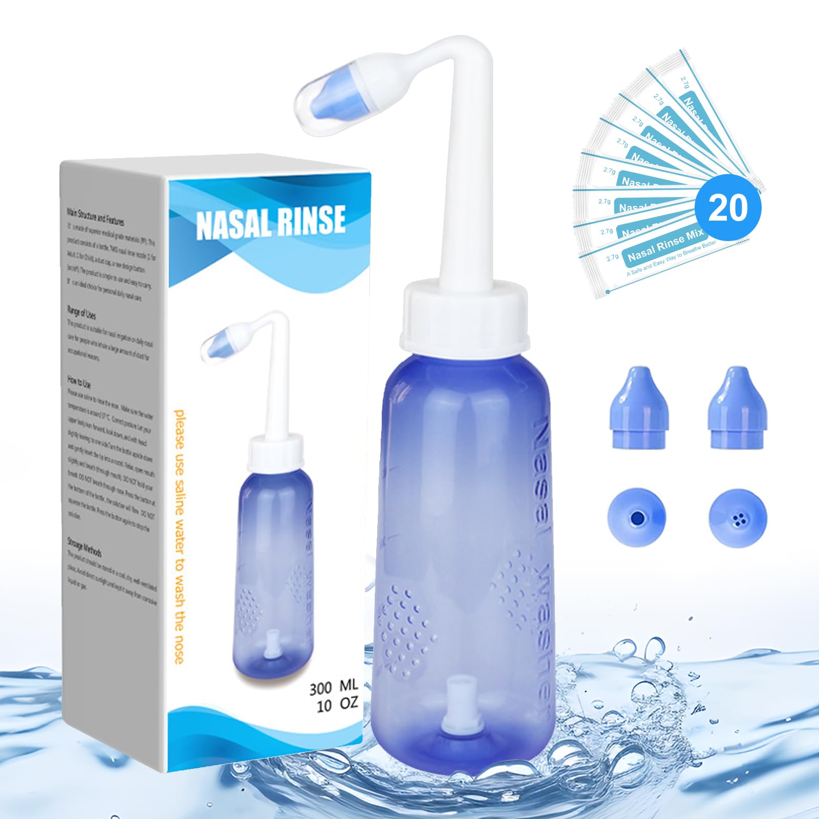 Amazon.com: 300 ML Nasal Rinse Neti Pot Sinus Rinse Bottle Gentle Nasal ...
