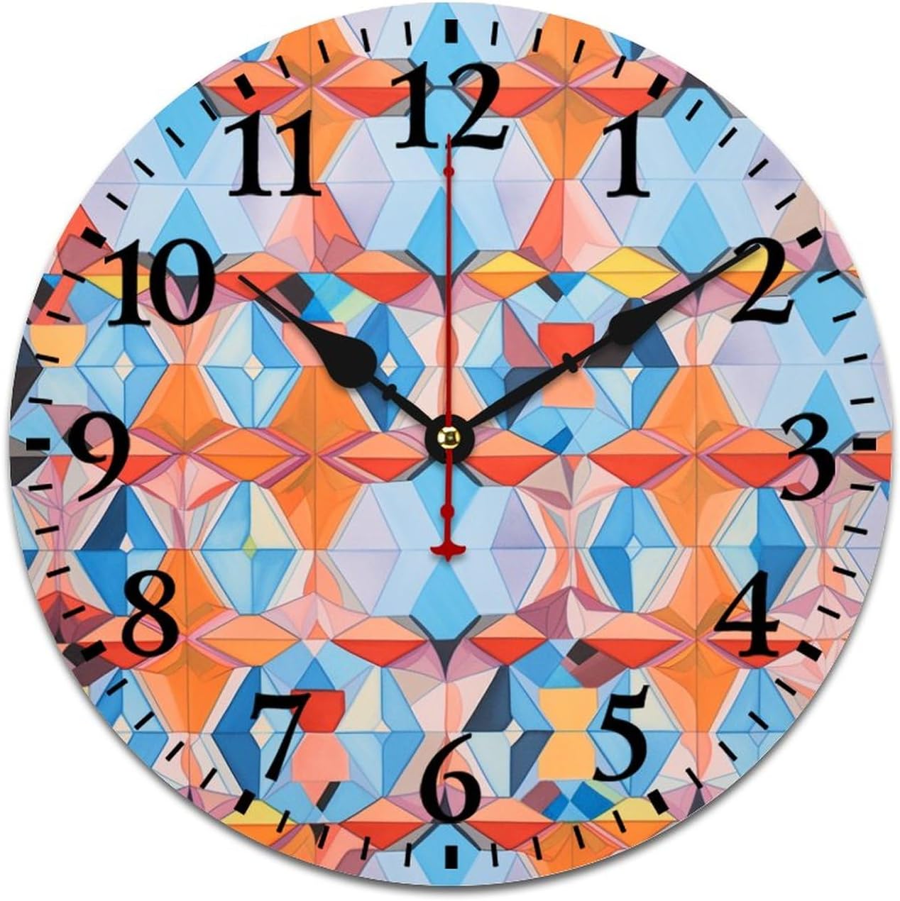 Amazon.com: HighonHi Wood Clock Abstract Mid Century Modern Gemostry ...