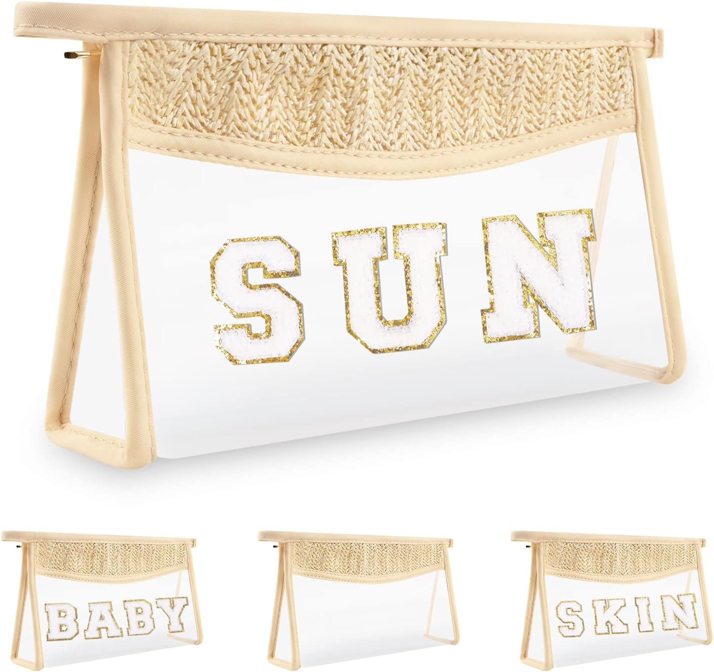 Amazon.com: Iqimott Clear Patch Sun Bag Makeup Letter Bag, Boho Preppy ...