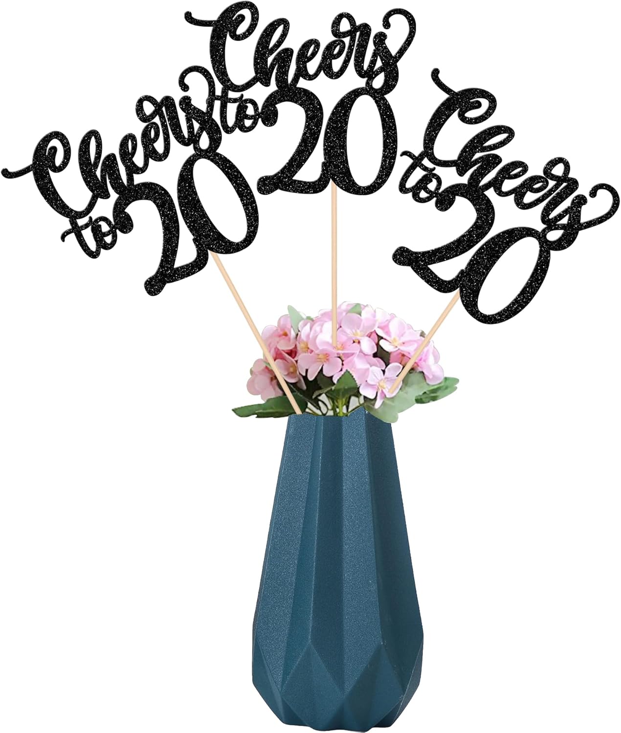 Amazon.com: 12 Pack Cheers to 20 Centerpiece Sticks Assembled Glitter ...