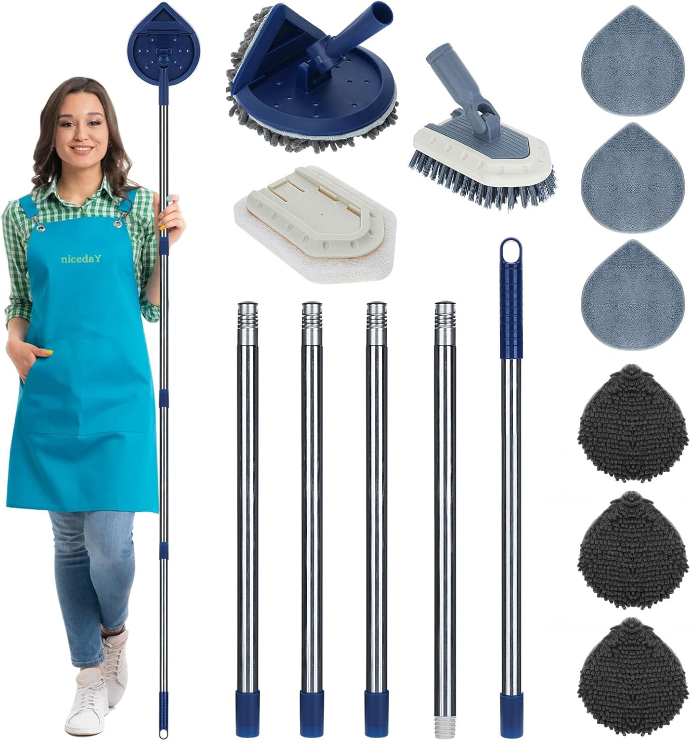 Amazon.com: Wall Cleaner Mop with Long Handle 85 Inches, 180° Folding ...