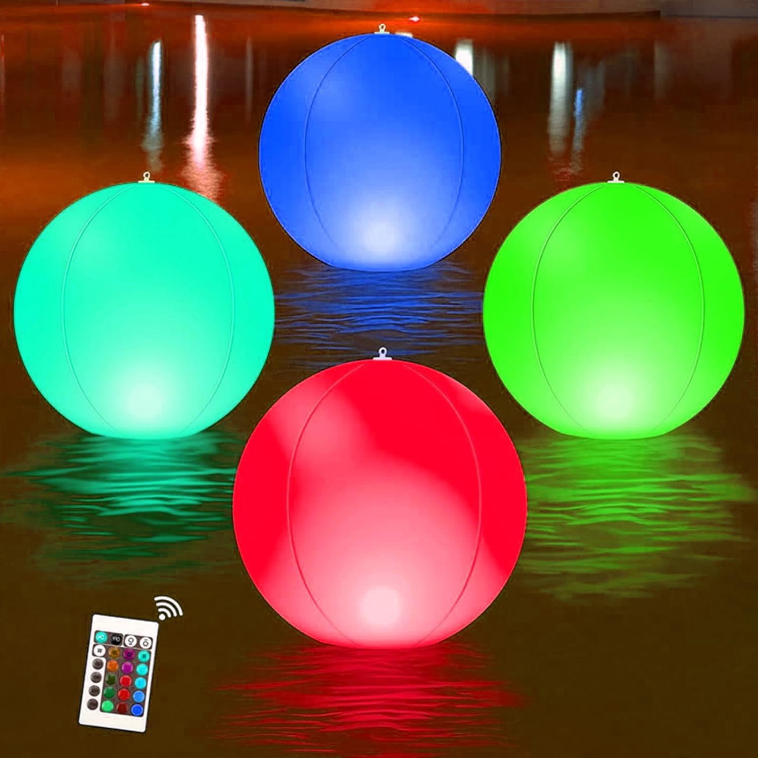 ZONEWD Light Up Ball, LED Beach Ball In Dark Inflatable Pool Ball, 16 ...
