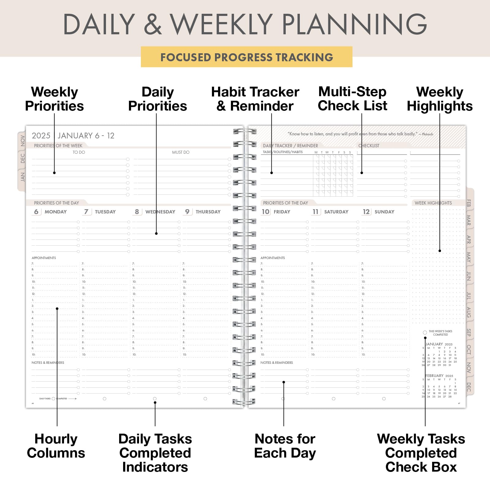 Snapklik.com : Essential PRO 2025 Daily, Weekly & Monthly Planner, 8.5 ...