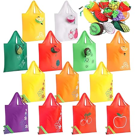 Amazon.com: YUYIKES 10PCS Fruits Reusable Grocery Shopping Tote Bags ...