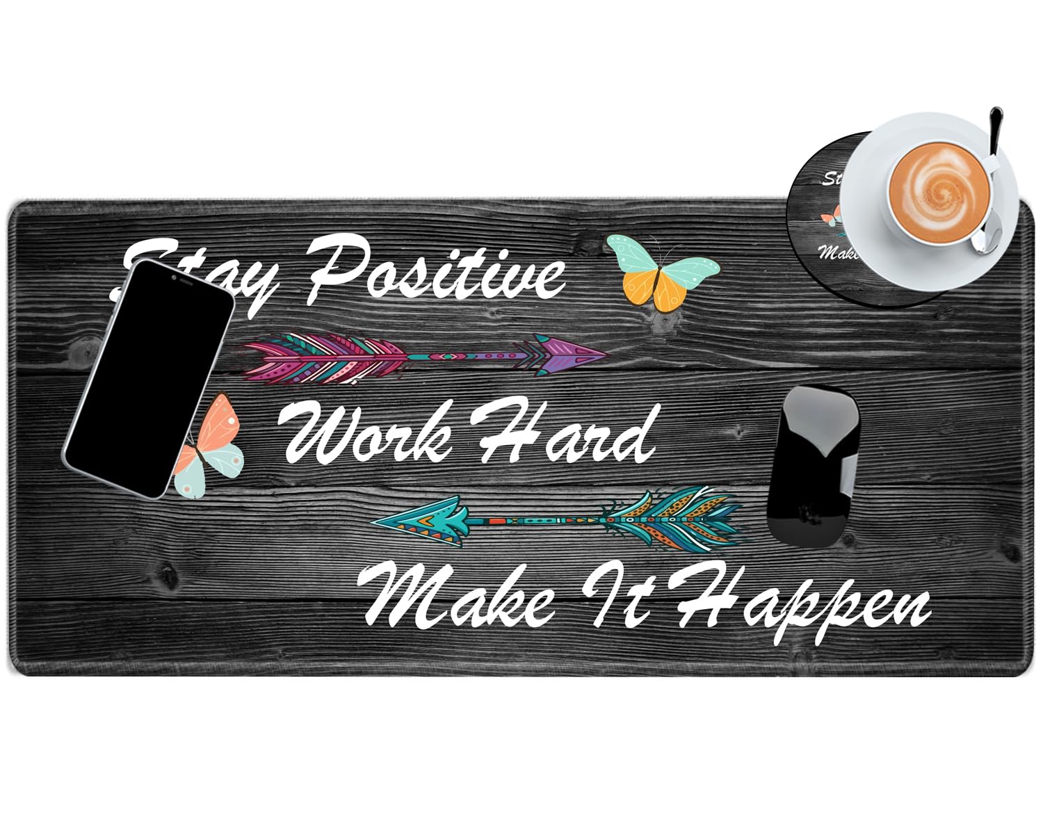 Amazon.com: Stay Positive Mouse Pad 24x12 Inch Desk Mat Work Hard and ...