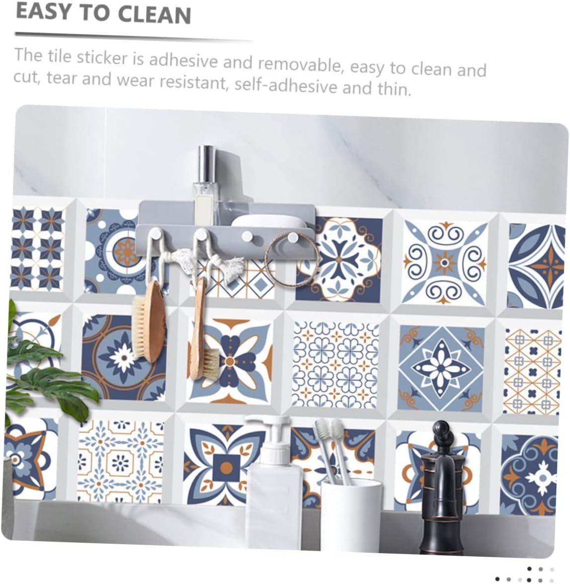 DOITOOL 80 Pcs Tile Wall Stickers Tile Stickers Bathroom Wall Stickers ...