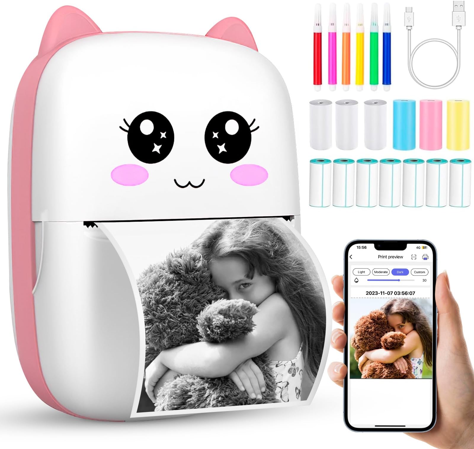 ZQEJEFD Mini Imprimante Thermique, Imprimante Photo Portable avec 14 ...