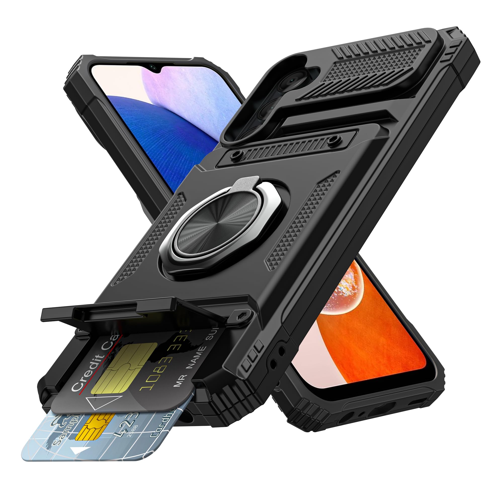 Amazon.com: Vofolen for Samsung Galaxy A14 5G Phone Case with Card Holder [Store 2 Cards] + 360 ...