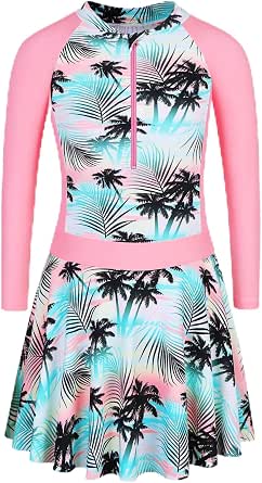 Amazon.com: BAOHULU Girls One Piece Swimsuit Long Sleeve Bathing Suit ...