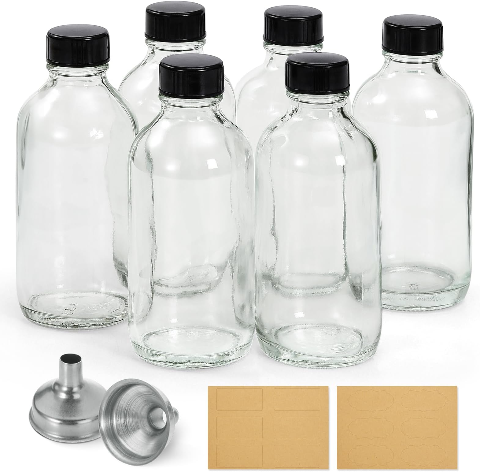 Amazon.com: Nakpunar 12 pcs 200 ml Glass Flask Bottles with Black ...