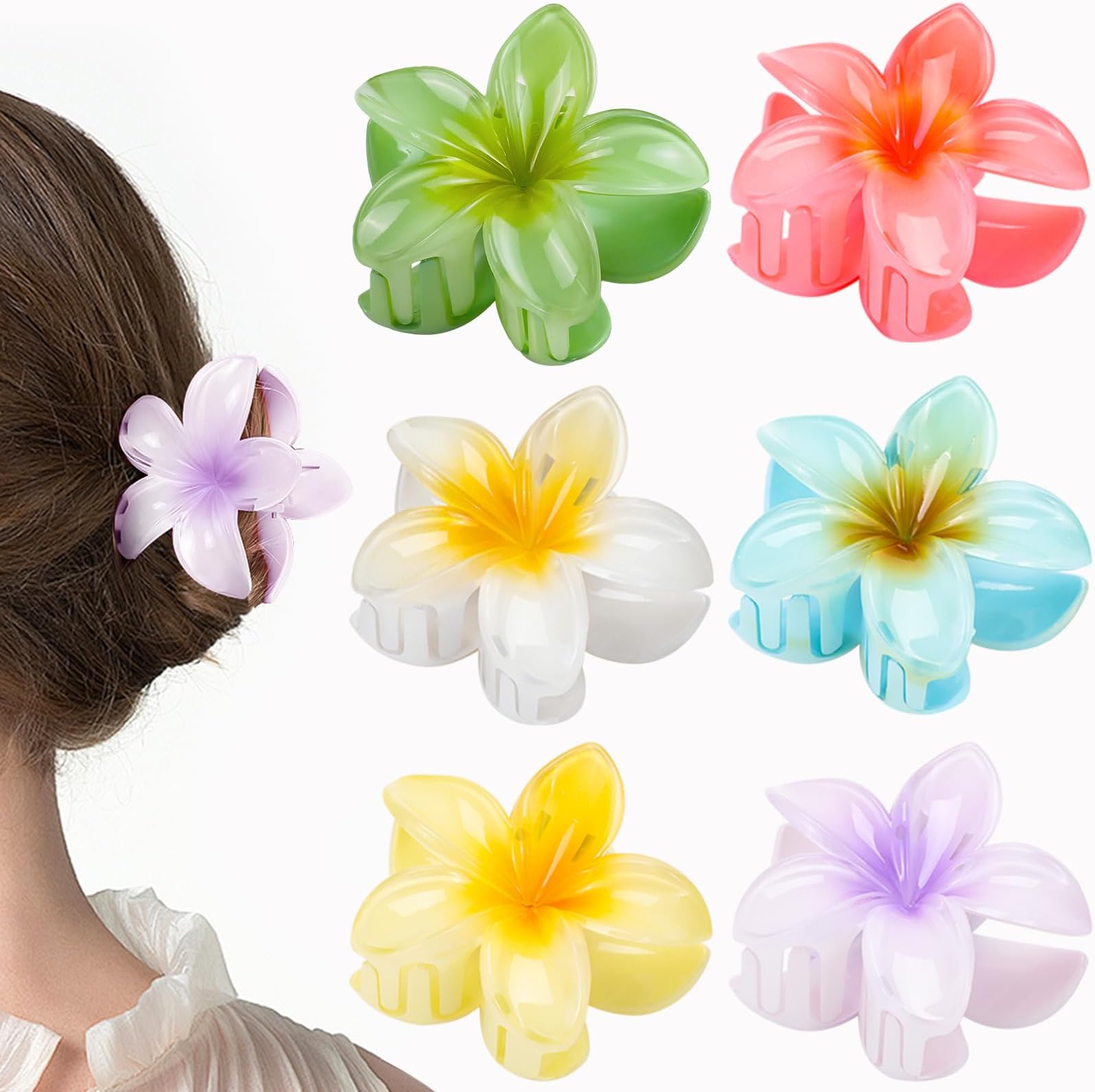 Amazon.com: 6 Pack Flower Claw Clip for Women, Preppy Flower Hair Clip ...