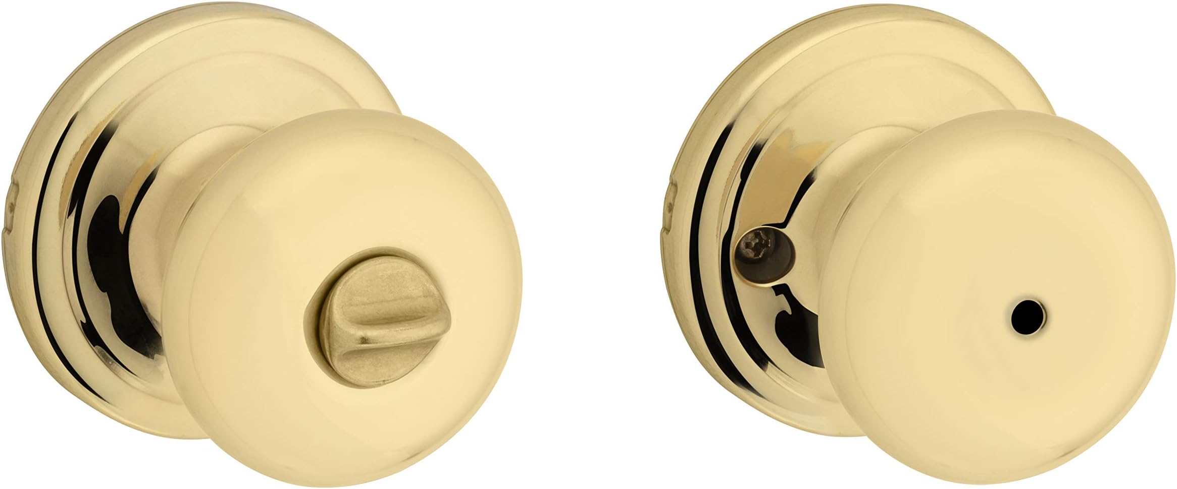 Probrico Round Door Knobs Passage Lock Polished Brass for Closet ...
