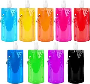 Gukasxi 9pcs Foldable Sports Bottle Bag Foldable Water Pouch with Clip ...