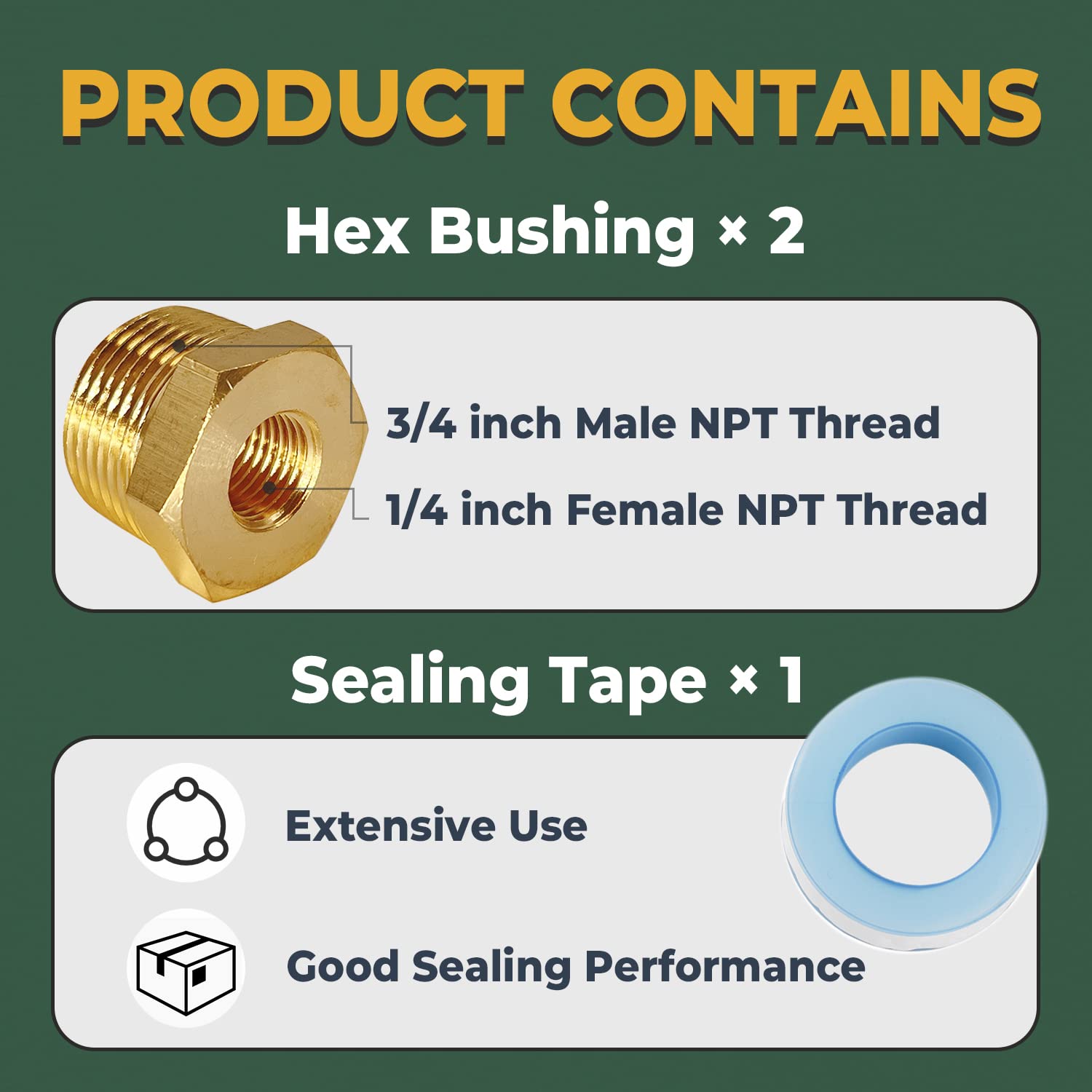 Snapklik.com : LIONMAX Brass Bushing Adapter, 3/4 NPT Male X 1/4 NPT ...