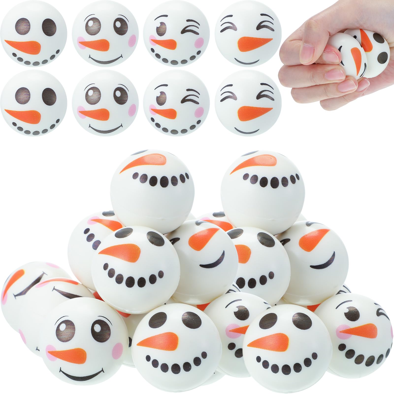 Amazon.com: Jerify 60 Bulk Snowman Ball Christmas Snowman Stress Toys ...