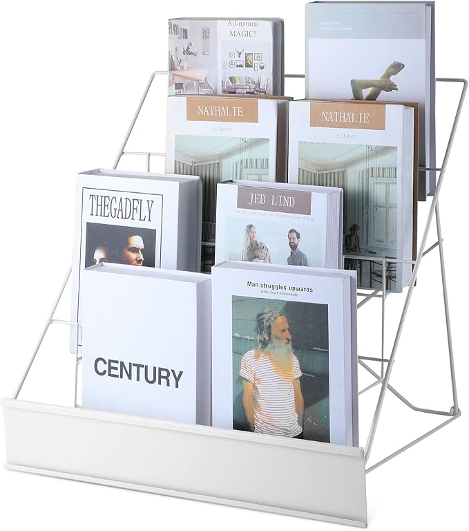 Amazon.com: Sintuff 4 Tiered 18 Book Signing Rack Wire Cd Display Open ...