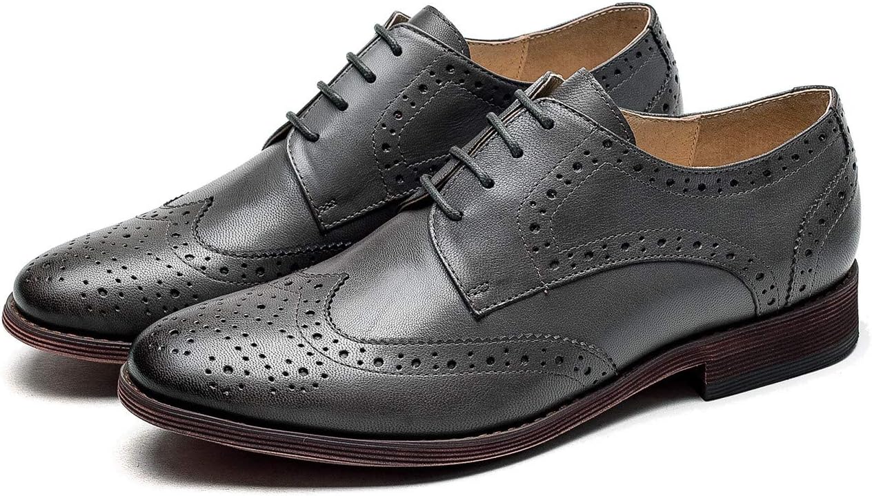 Women's Perforated Classic Lace-up Oxfords Brogue Wingtip Round Toe ...