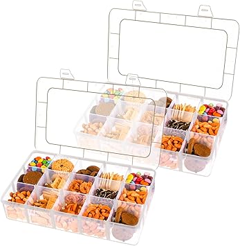 Amazon.com: Hiitytin 2 Pcs Snackle Box Container with Dividers Plastic ...