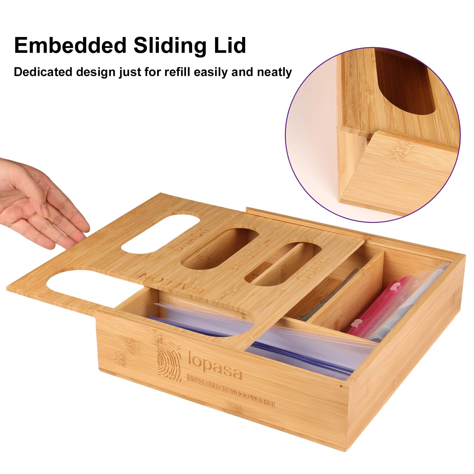 Baggie Organizer for Drawer Compatible with Ziplock Food Storage Bag ...