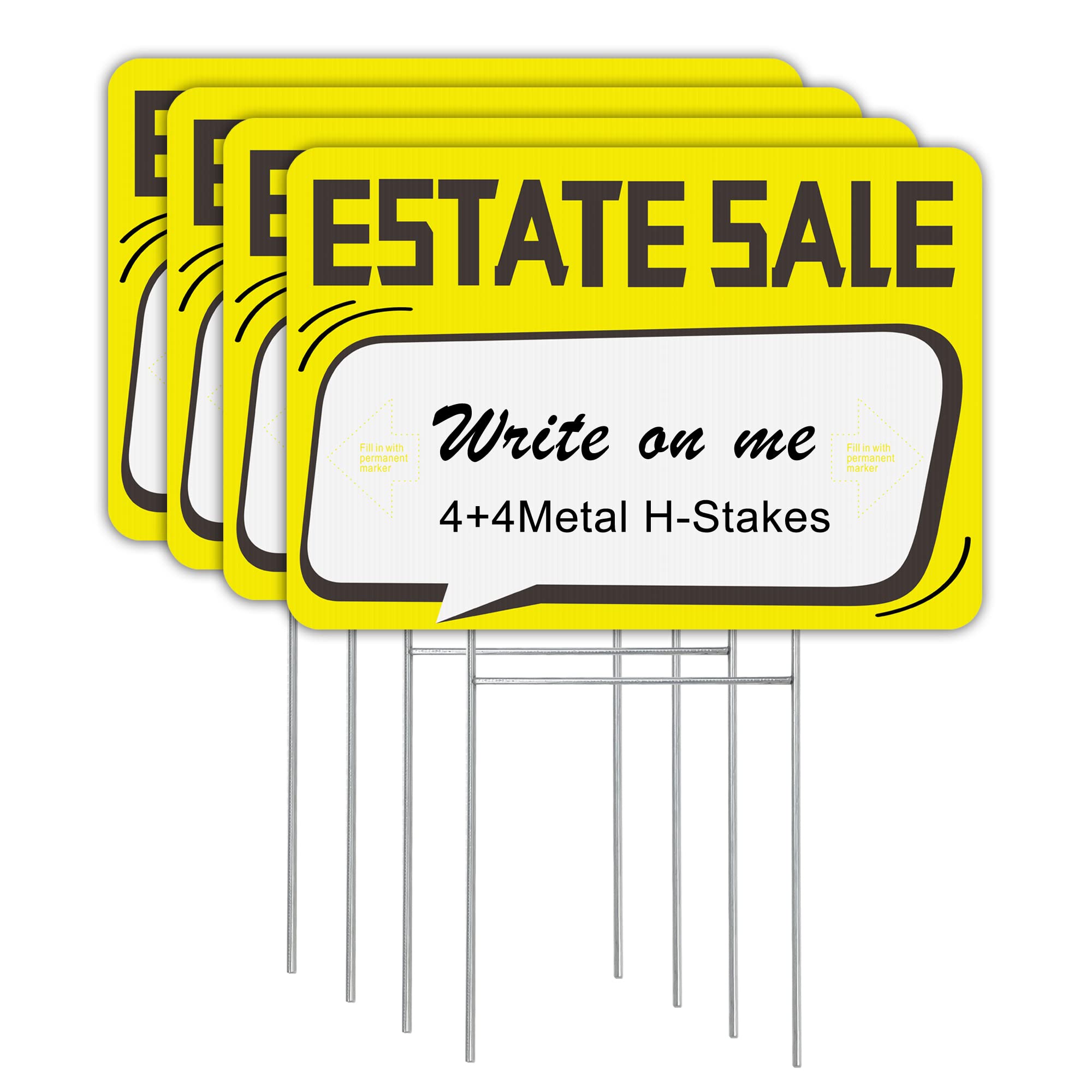 Amazon.com : Estate Sale Signs with Stakes Double Sided, Premium 4 Pack ...
