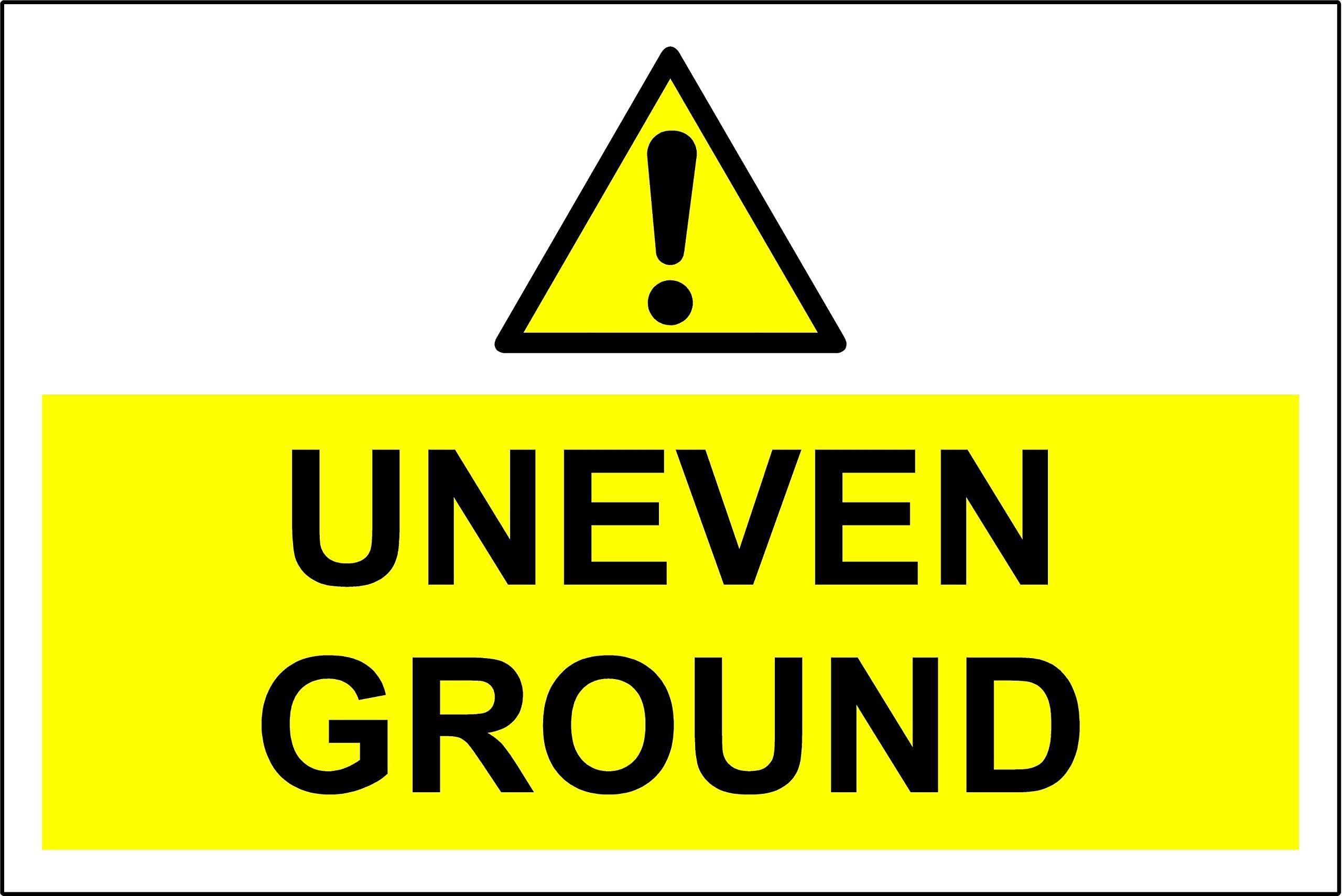 Warning uneven surface Safety sign - 1.2mm Rigid plastic 300mm x 200mm ...