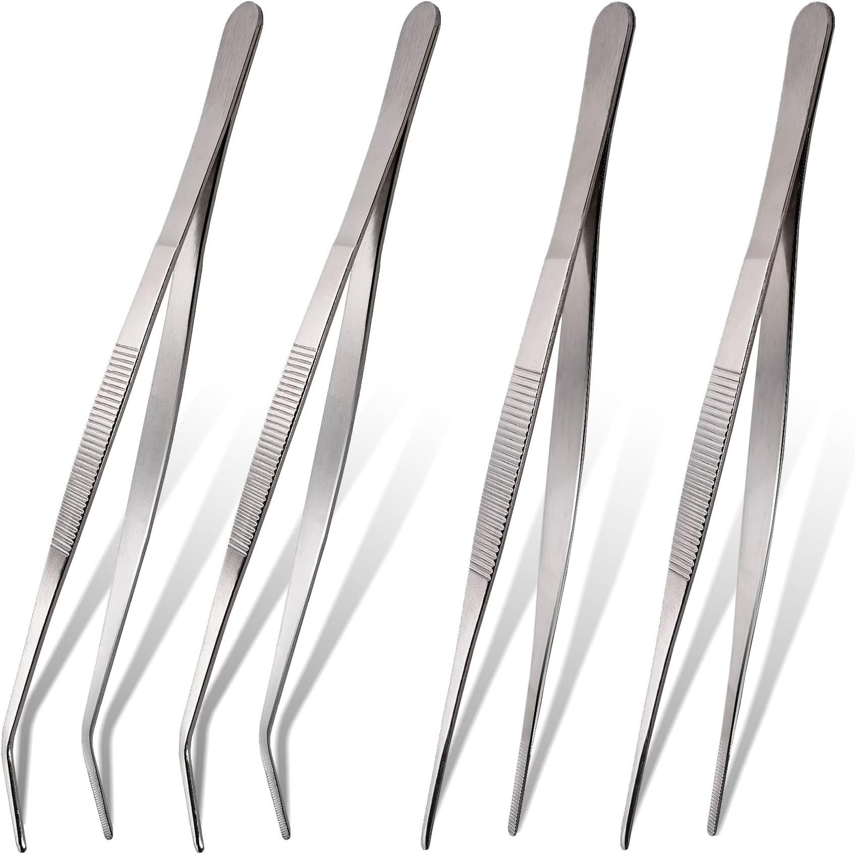 Amazon.com: 4 Pieces Stainless Steel Straight and Curved Tweezers ...
