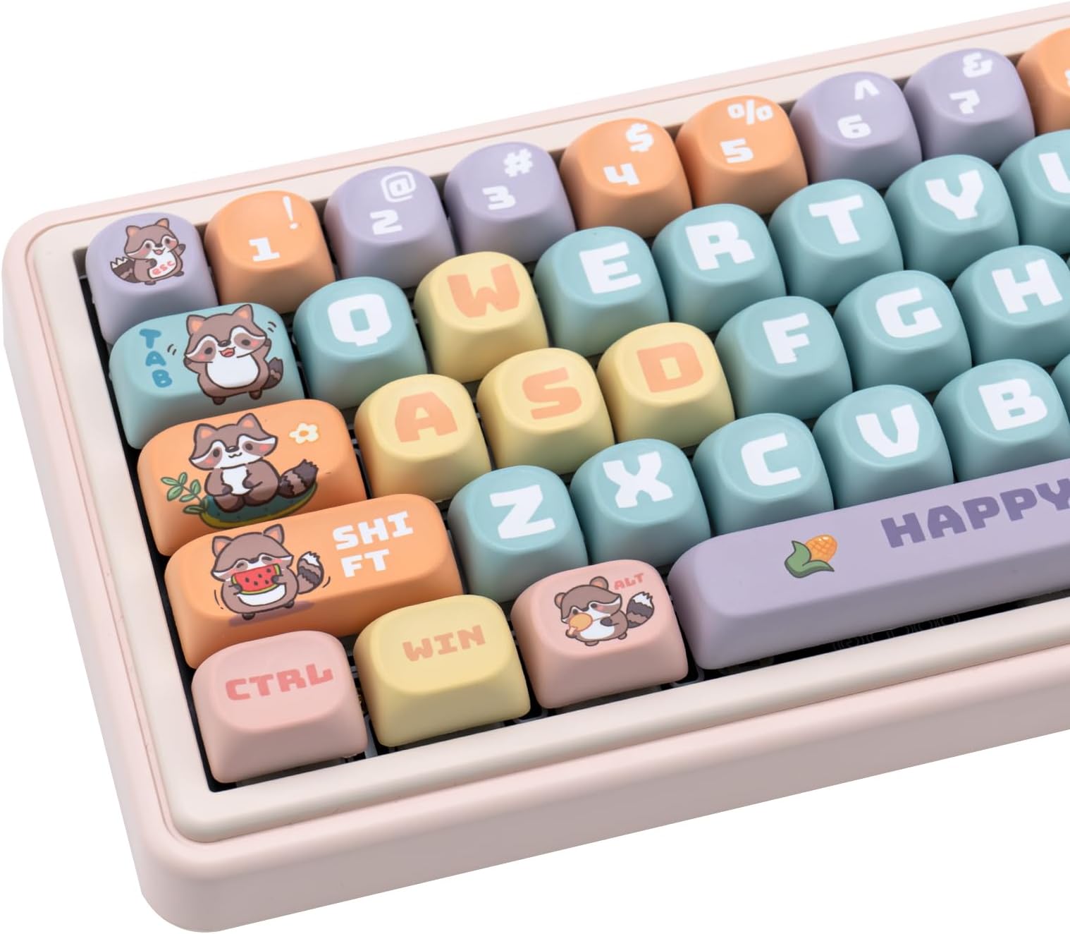 Amazon.com: TIMSEKER 135 Keys Raccoon Theme Cute Keycap, PBT Material ...