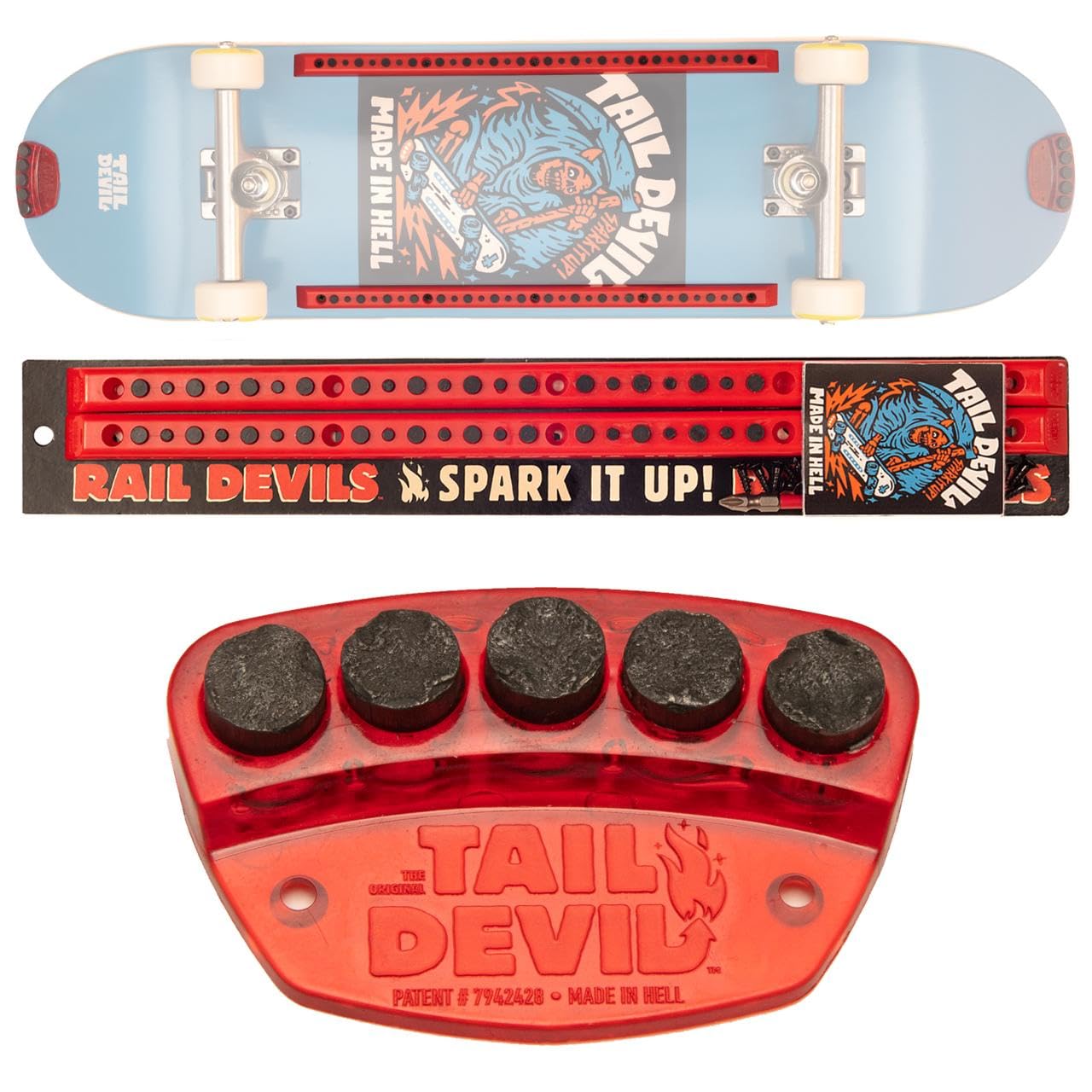 Amazon.com : Tail Devil Skateboard Spark Bundle | 1x Tail Devil and 1x Rail Devils Set | Unique ...