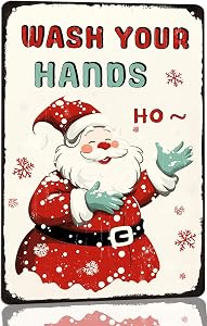Amazon.com: Funny Santa Claus Theme Bathroom Metal Signs,Wash Your ...