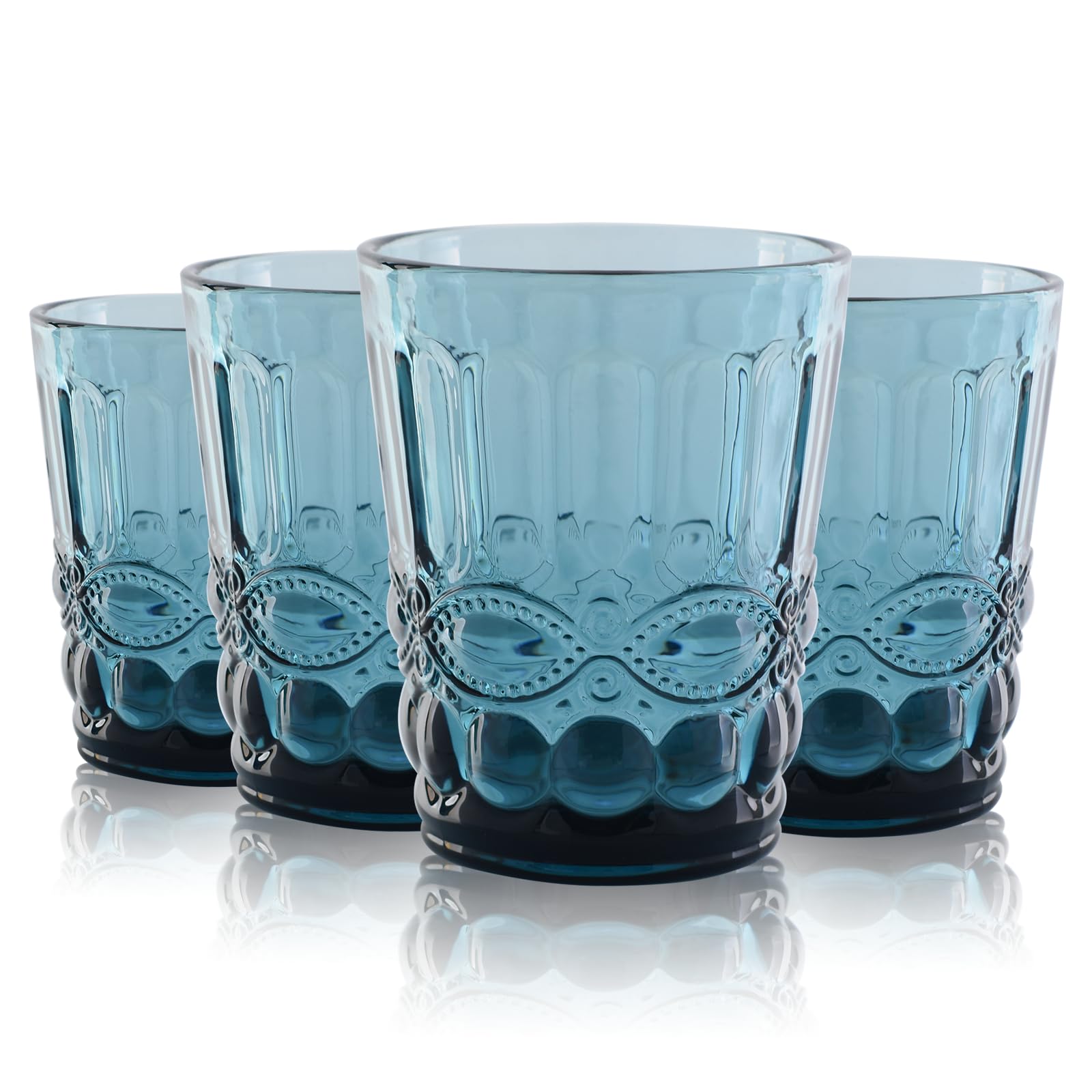 Amazon.com | Wongblee Vintage Glass Cups Set of 4, Colored Drinkware 8. ...