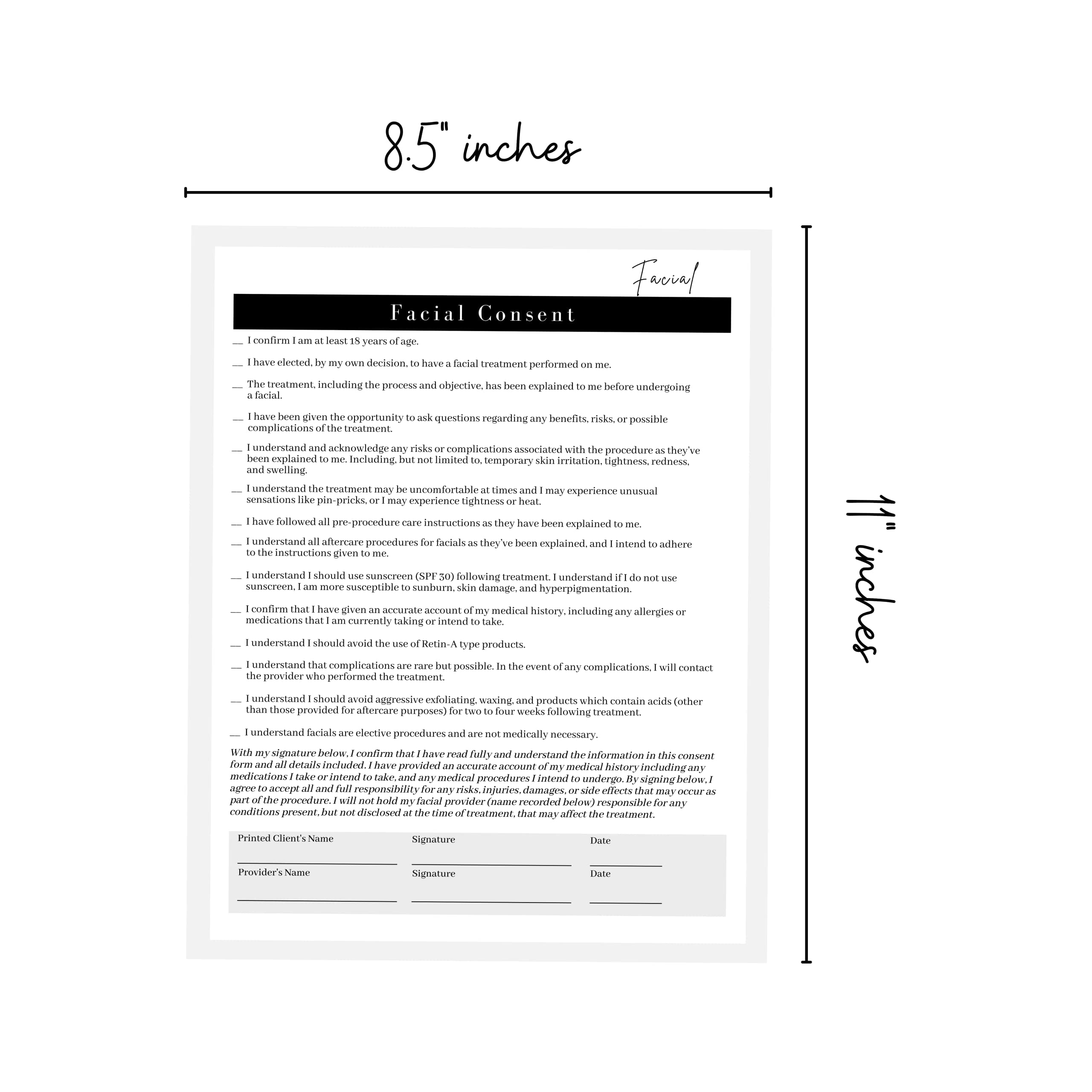 Facial Aftercare Card Mesotherapy Intake, Consent, And Aftercare Form ...