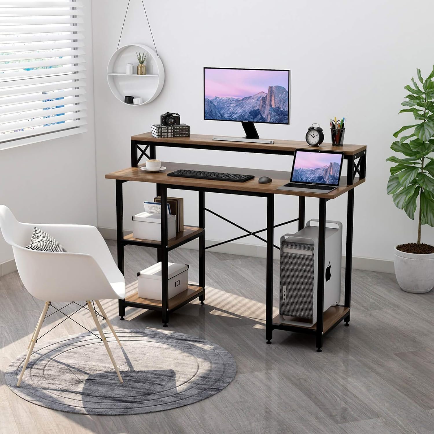 Amazon.com: Computer Desk with Shelves - Writing Study Desk with ...