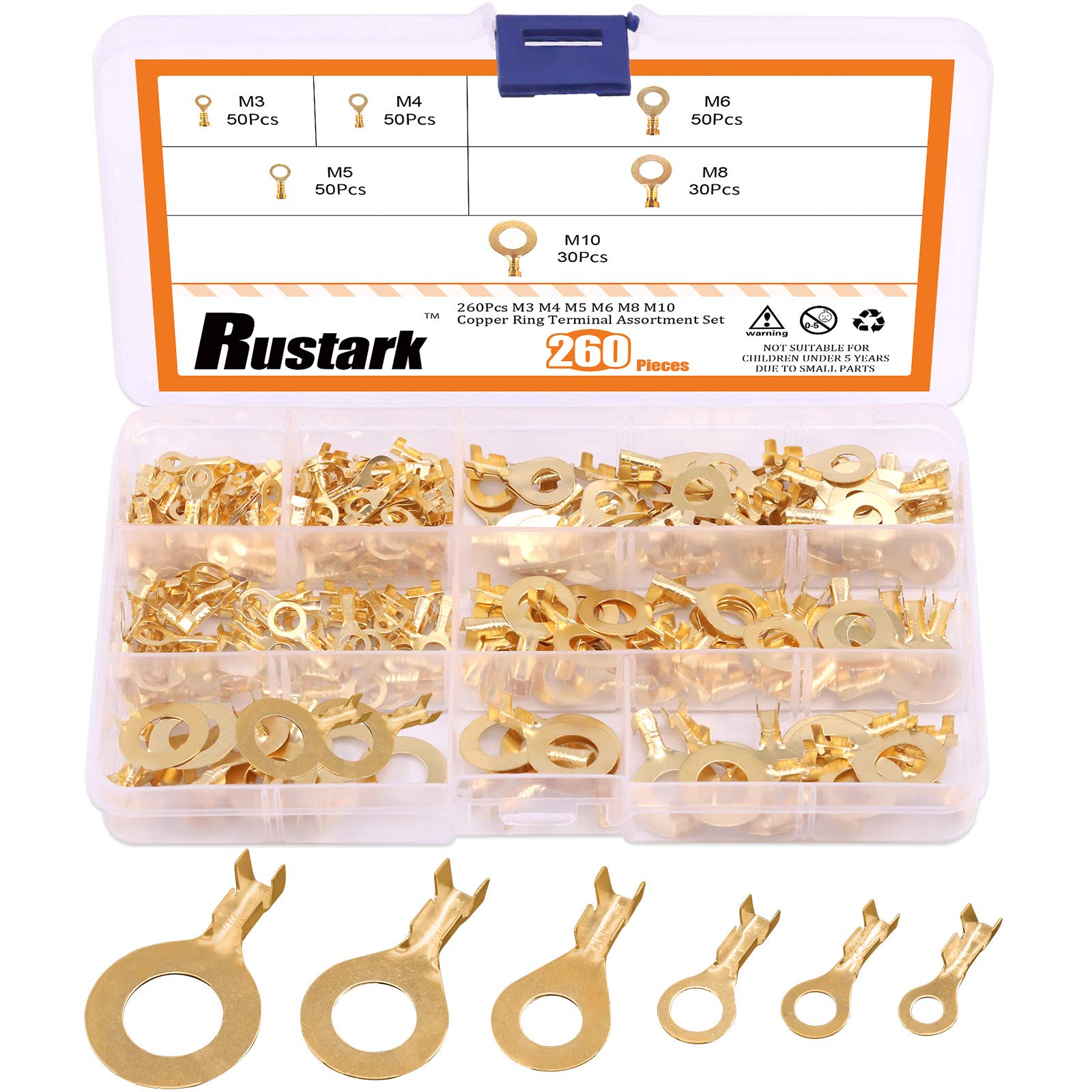 Snapklik.com : Rustark 260 Pcs Open Barrel Wire Crimp, M3 M4 M5 M6 M8 ...