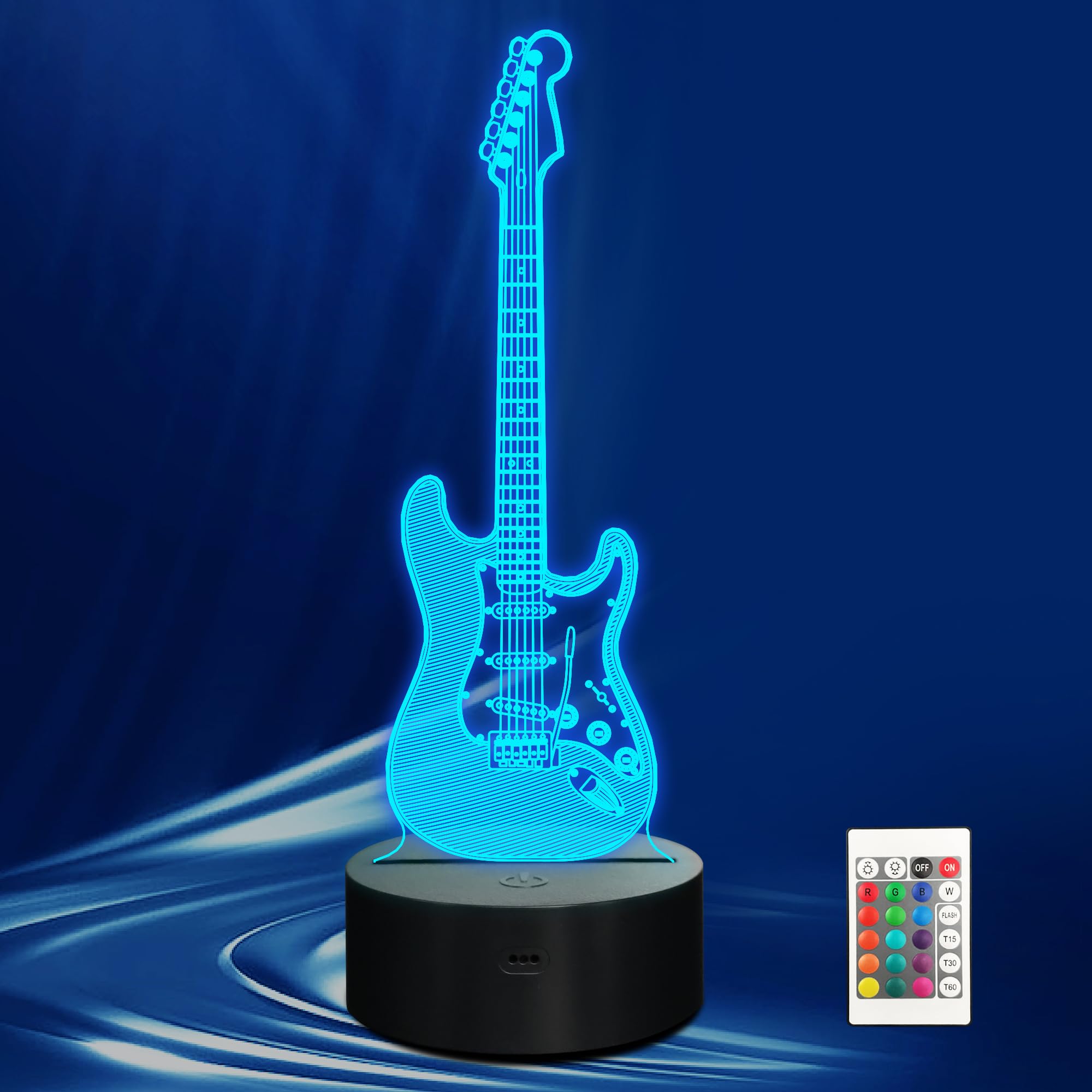 CoolGift Mart Electric Guitar Night Light, 3D LED Optical Illusion Lamp ...