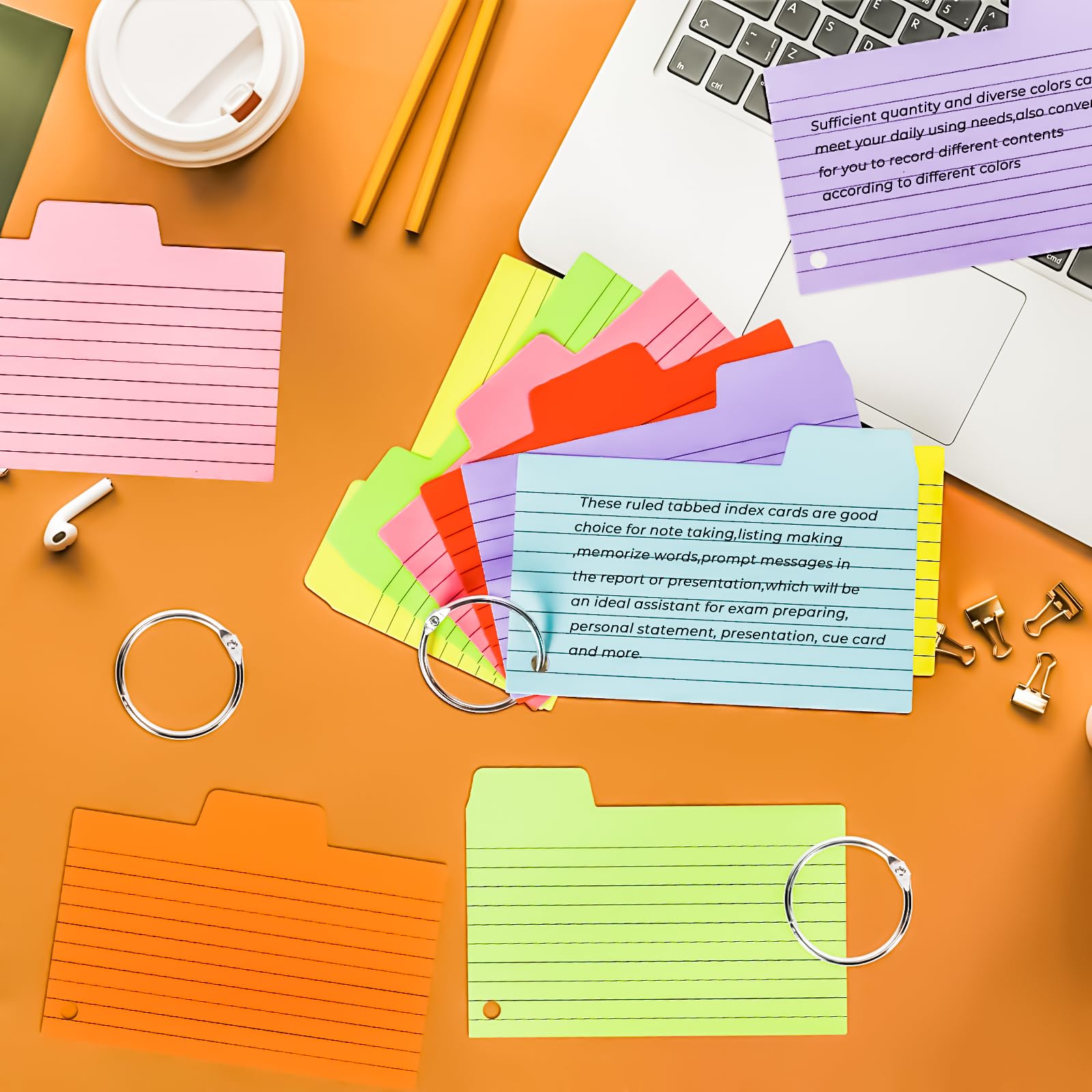 Snapklik.com : MotBach 500 PCS Tabbed Index Cards