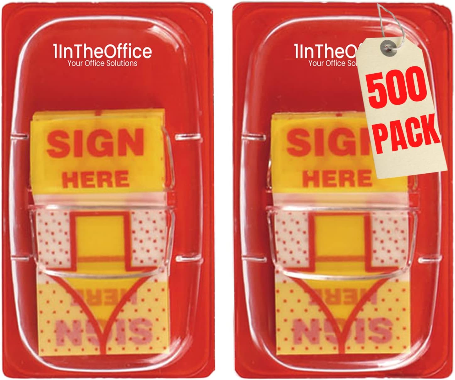 Amazon.com : 1InTheOffice Sign Here Tabs, 1" Yellow Sign Here Stickers ...