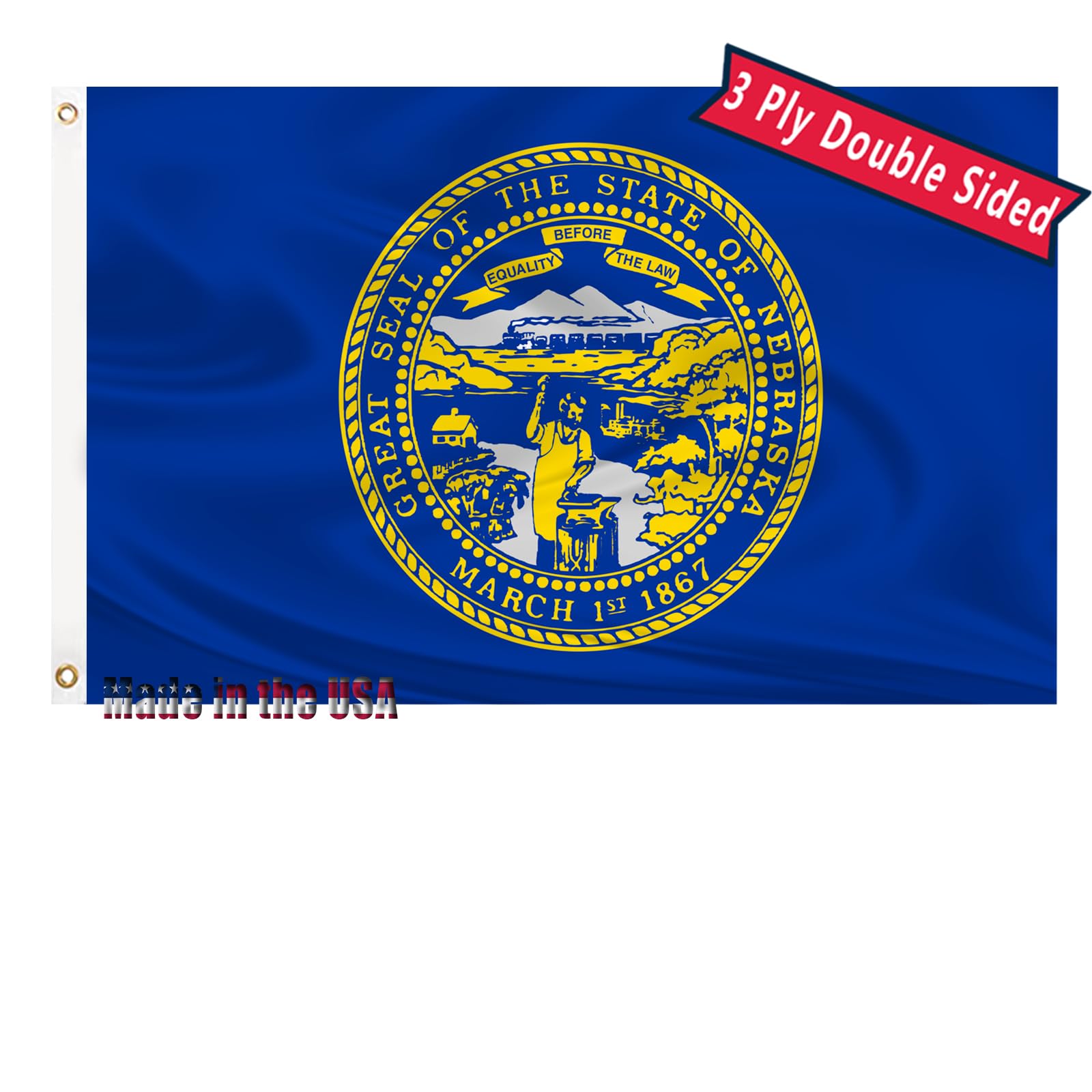 Amazon.com : Nebraska State Flag 3x5 Outdoor Double Sided 240D 3 Layers ...
